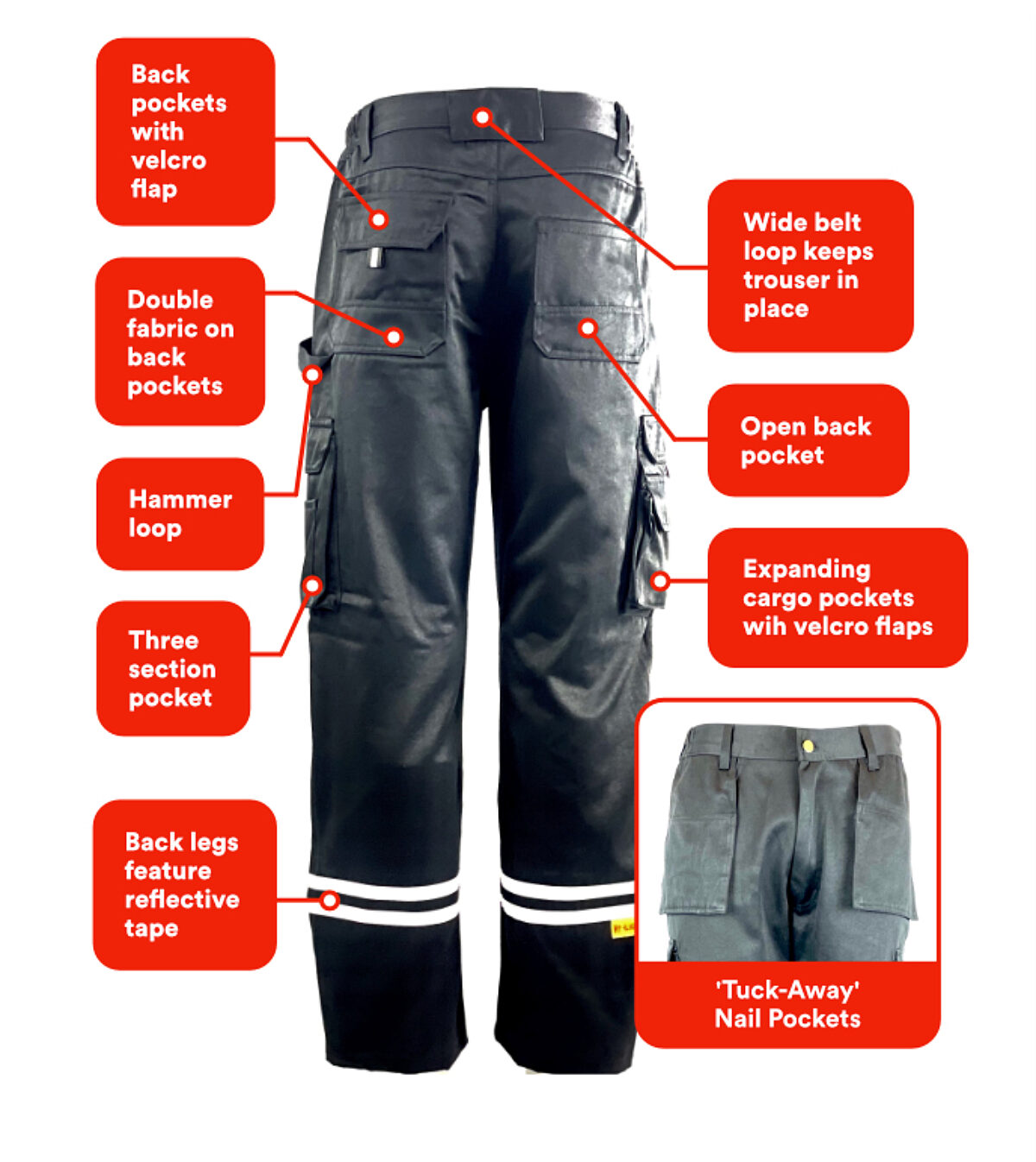 Multi Pocket Pro-Work Trousers 30" Leg