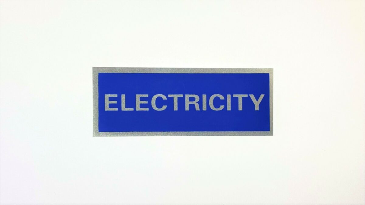 Heat-Applied ELECTRICITY Reflective Badge Front