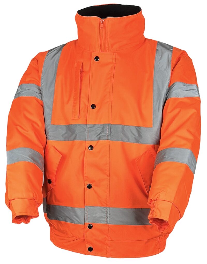 Orange Hi Vis Padded Bomber Jacket EN20471 & RIS-3279-TOM